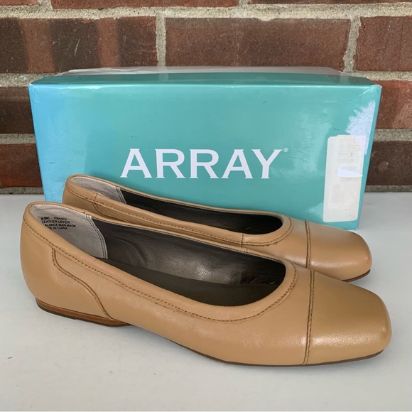 Array | Shoes | Array Womens Madison Leather Cap Toe Ballet Flats Beige ...